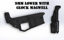9mm AR9 AR Lower w/ Dedicated Glock Magwell 3D Solid Model