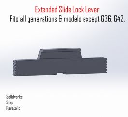 Glock Slide Lock Lever 3D model - Fits all Glock models Gen 1-4,except ...